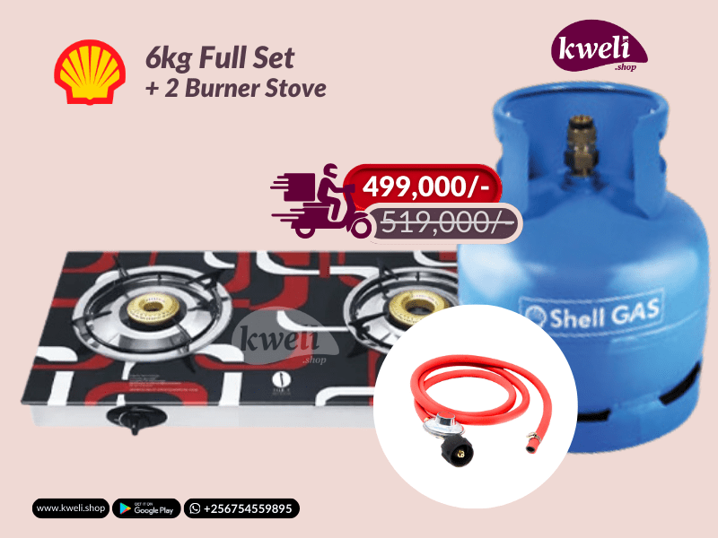 Buy Shell Gas 6kg Full Set With 2-Burner Glass-top Gas Stove - Ready To ...