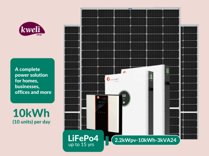 Buy New Kweli Energy 2.2kW-3kVA-10kWh-Lithium Hybrid Solar System With ...